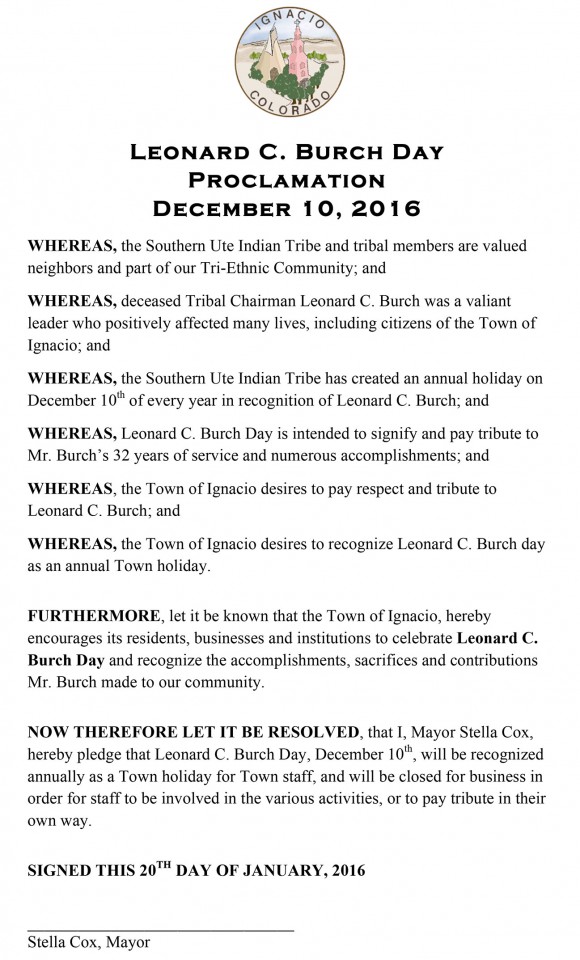 Town will recognize LCB Day – The Southern Ute Drum