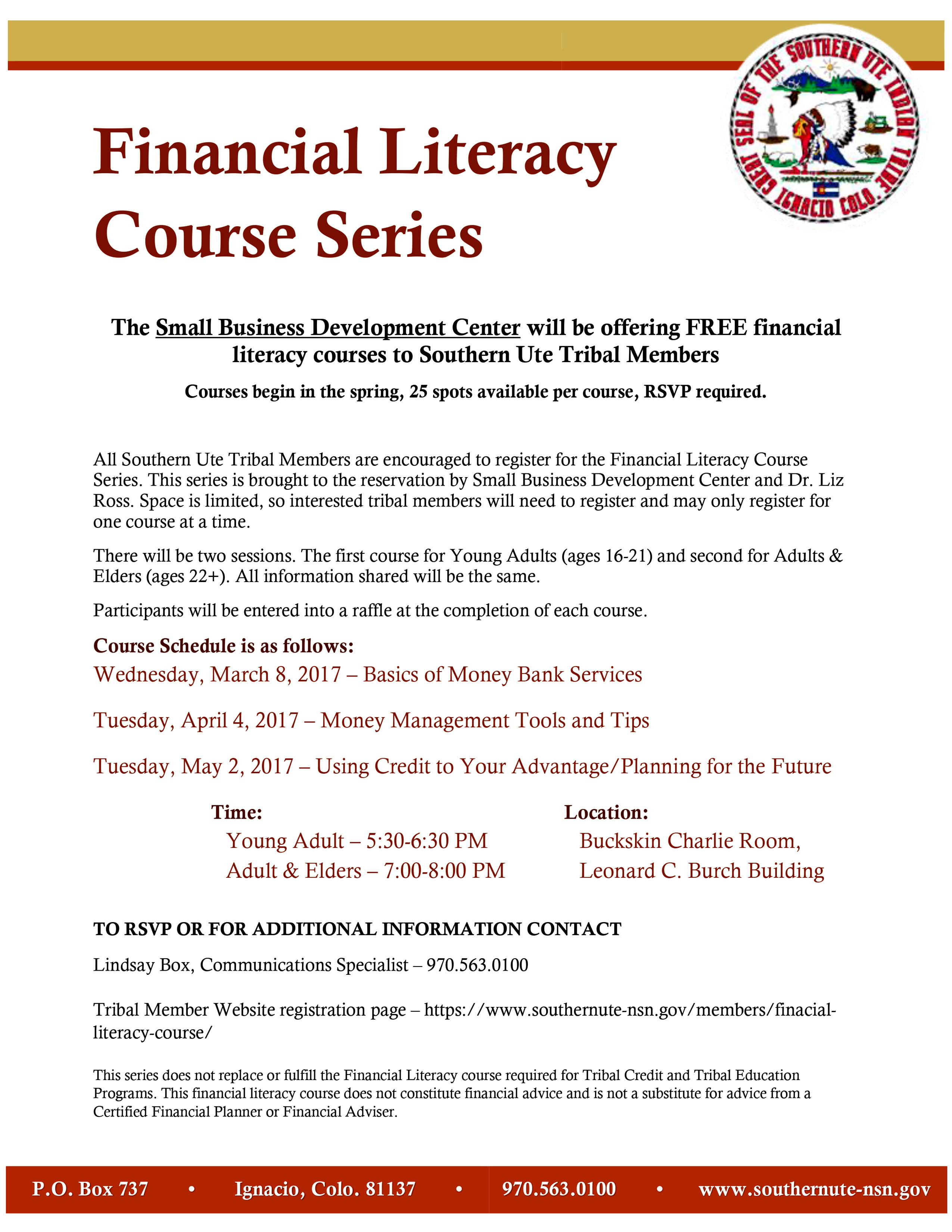 Financial Literacy Sessions – The Southern Ute Drum