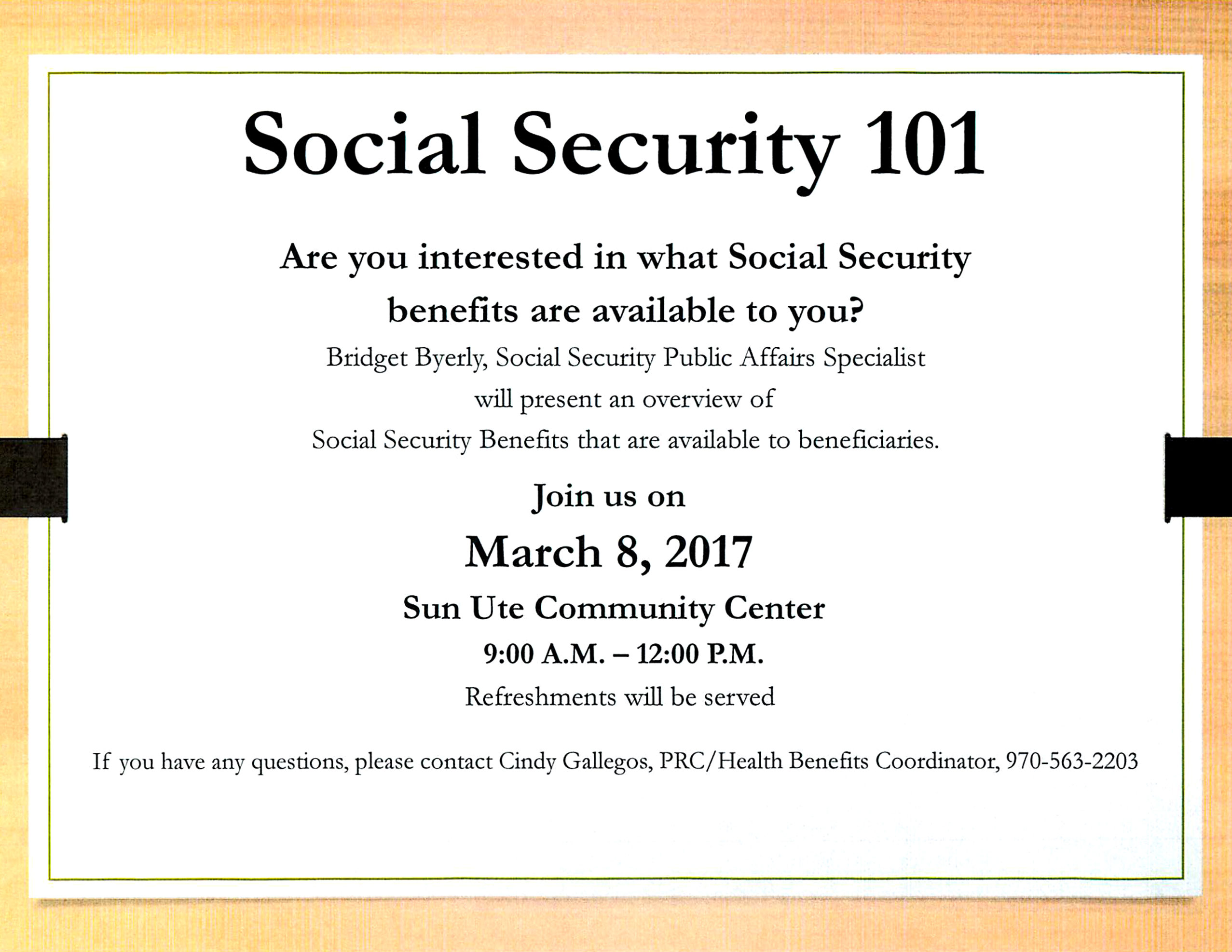 Social Security benefits meeting – The Southern Ute Drum