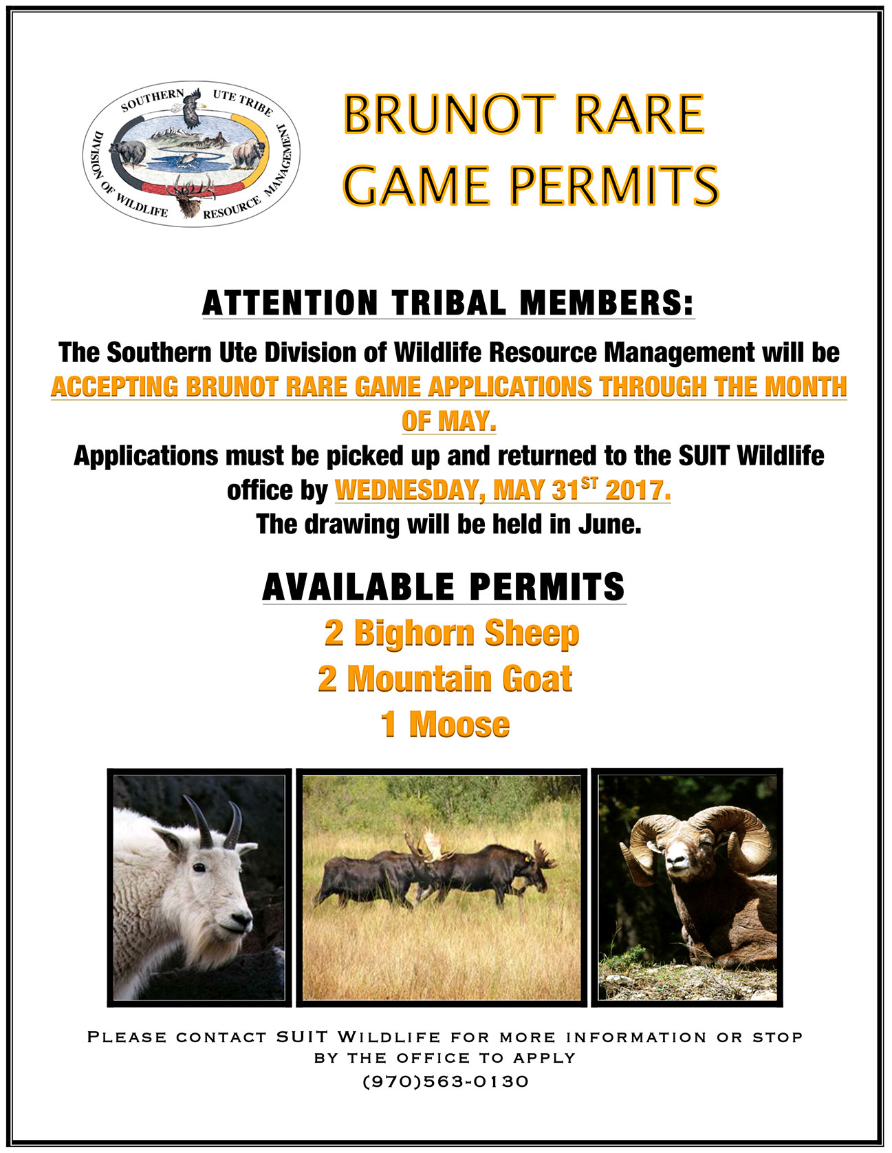 Brunot Rare Game Permits – The Southern Ute Drum