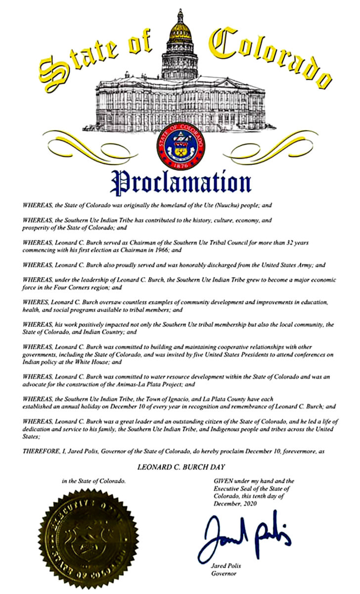 La Plata County joins Tribe in recognizing Leonard C. Burch Day ...