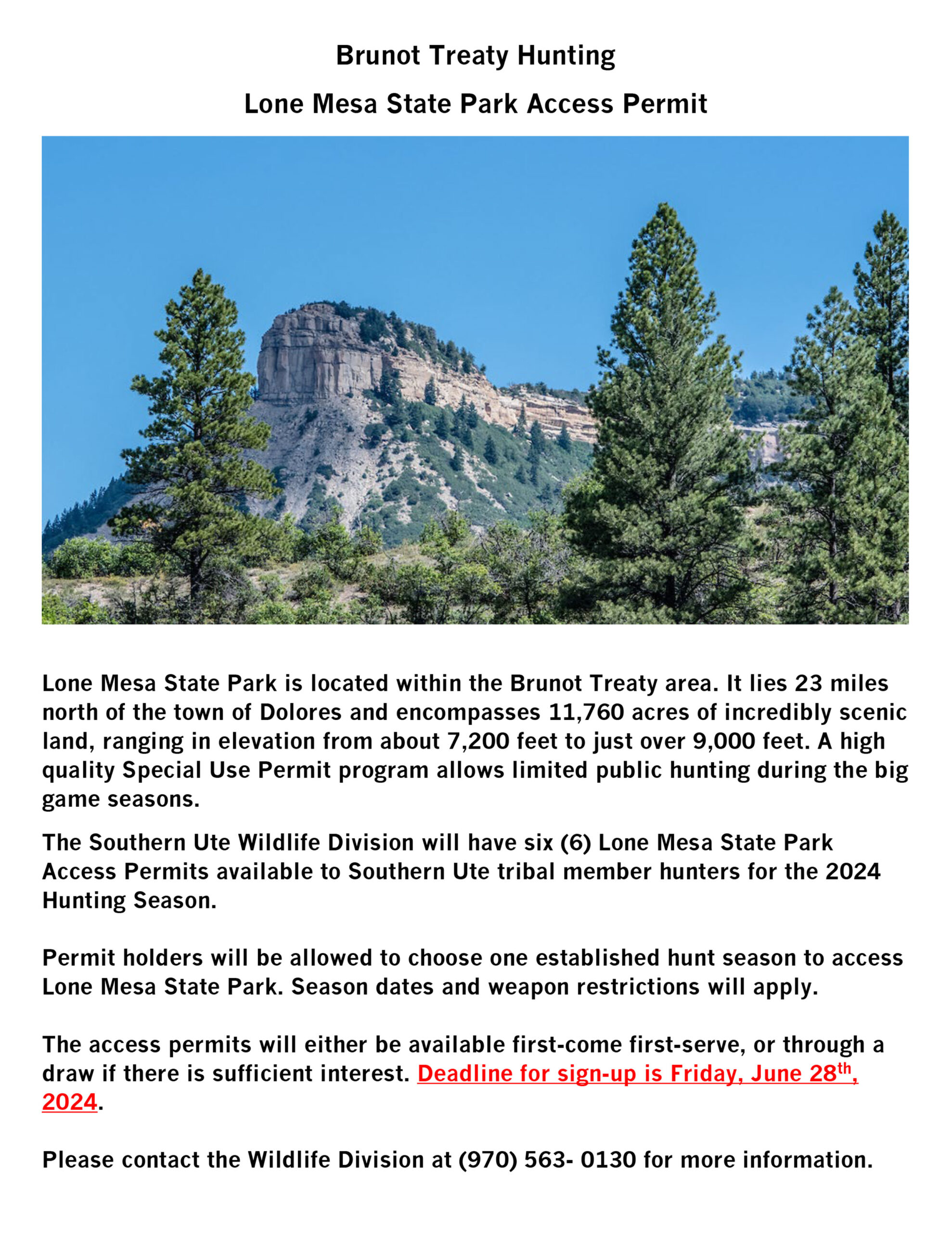 Brunot: Lone Mesa State Park Access – The Southern Ute Drum